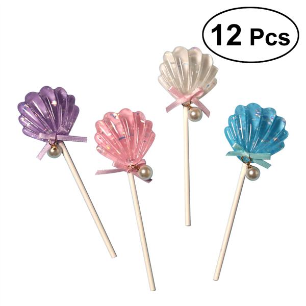Buy 12Pcs Sea Shells Cake Toppers Decoration Baby Shower Wedding ...