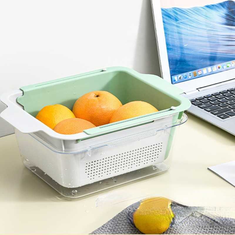 Buy Double-layer Drain Basket Multifunction Color Contrast Wash Vegetable Basin Kitchen ...