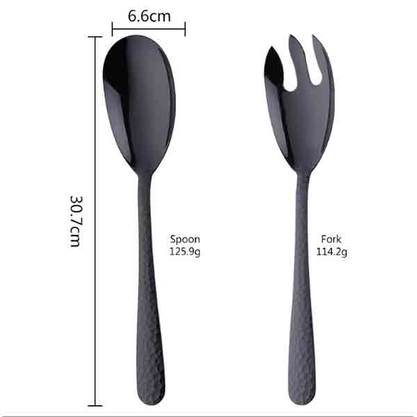 Buy Big Salad Spoon Fork Set Stainless Steel Kitchen Food Server Pasta ...