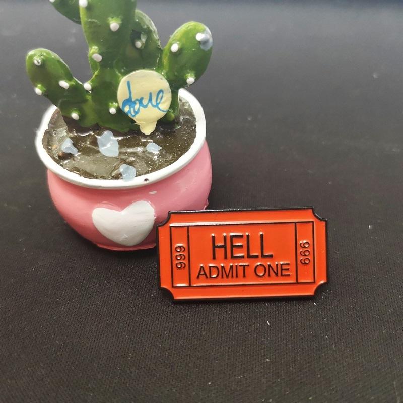 Cheap Fashion brooches Gothic Jewelry Hell Admit One 666 Ticket Soft ...