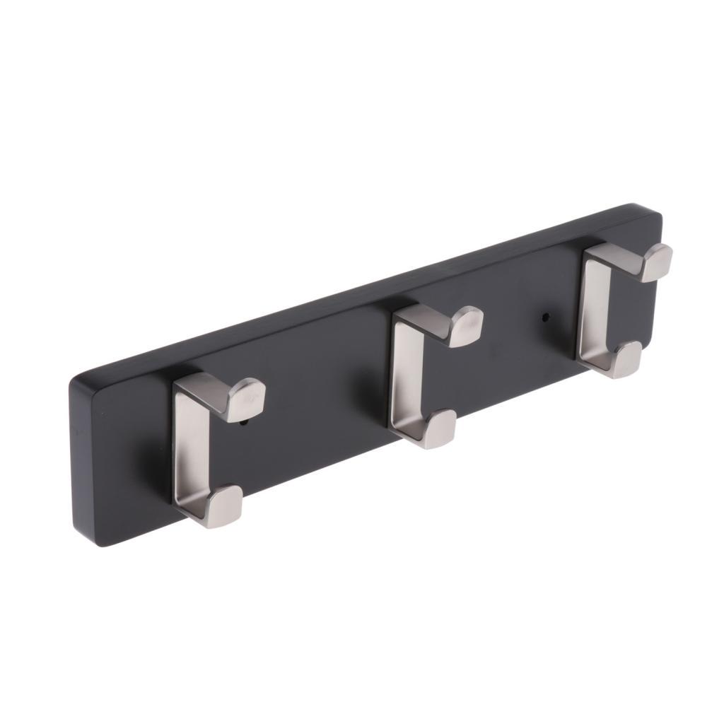 Antique Wall Mounted Bamboo Hook Robe Clothing Towel Hanger Black 3 ...