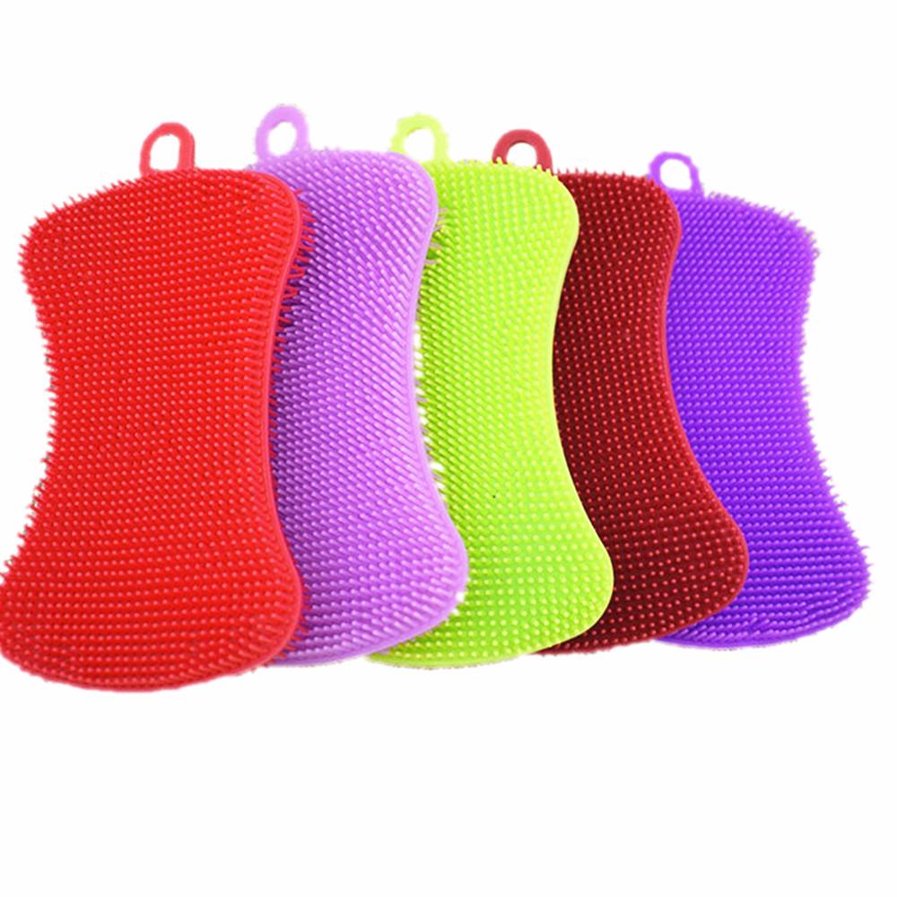 Buy 1Pc Silicone Dish Washing Sponge Scrubber Kitchen Cleaning ...