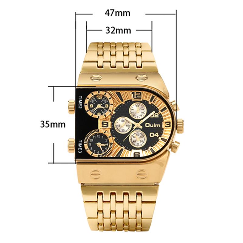 Buy NEW Luxury Watches for Men Gold Stainless Steel Strap Dual Time ...