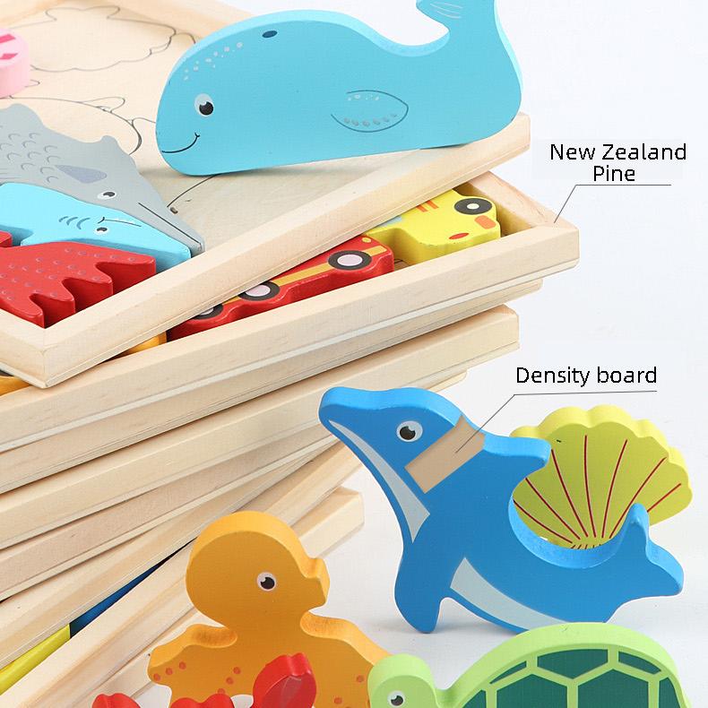 Buy Wooden Puzzles for Toddlers Baby Age 2 3 4 Year Old Learning Color ...