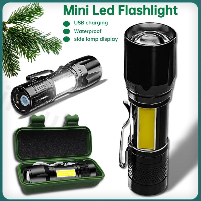 Cheap Portable mini LED flashlight, USB rechargeable zoom flashlight ...