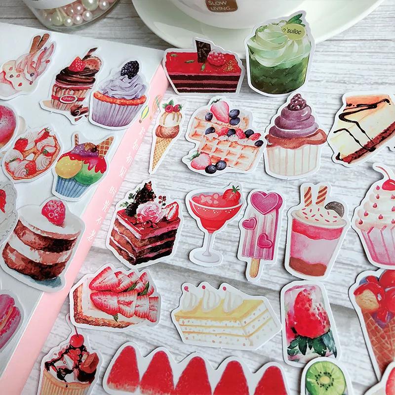 Buy 100pcs Sweet Cake Seal Stickers Set Chocolate Fruit Pudding Cream ...