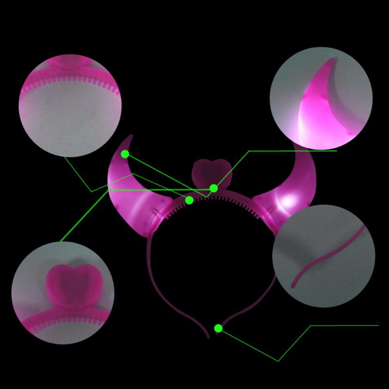 Buy LED Devil Horn Light Up Headband Flashing Horn Halloween Christmas ...