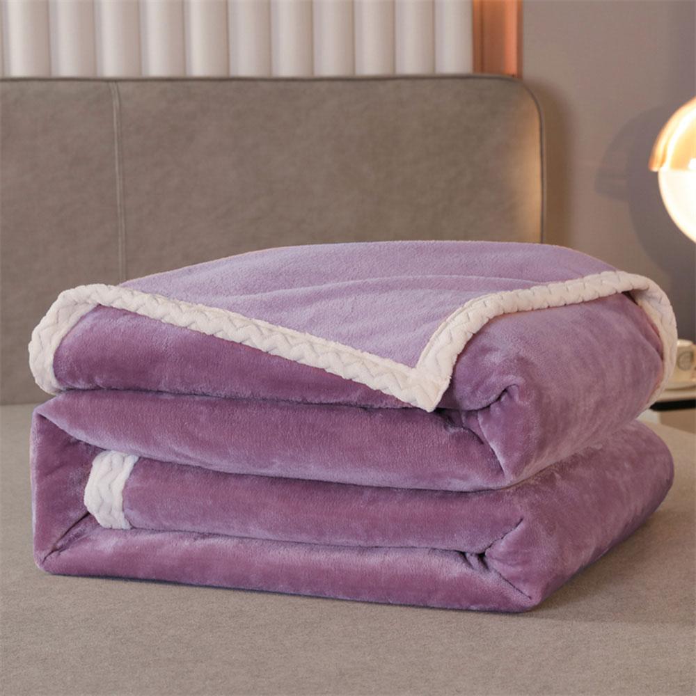 Plain Throws Blanket Winter Fleece Warm Bedspread Sheets Single Double ...