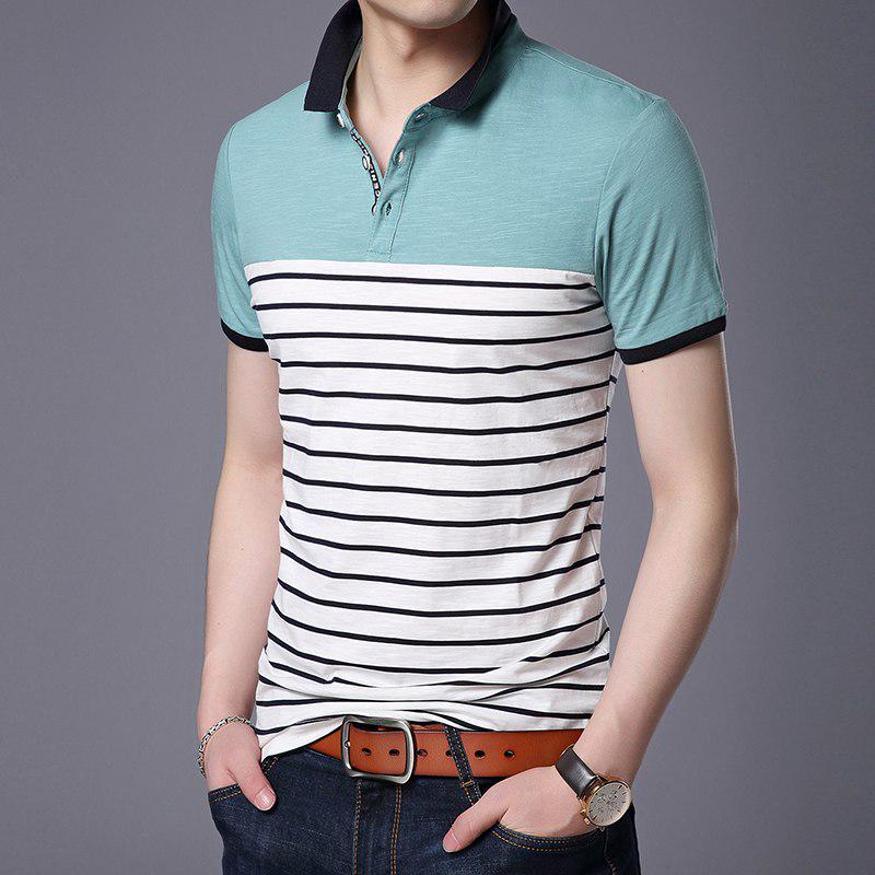 Cheap Polo Shirt Men Striped Summer Short Sleeve Slim Fit Top Grade ...