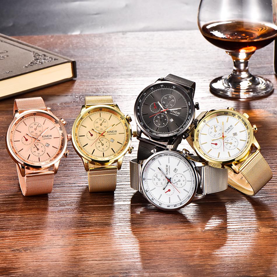 Cheap Full Steel Watches Mens Golden Date Business Gifts Wristwatch | Joom