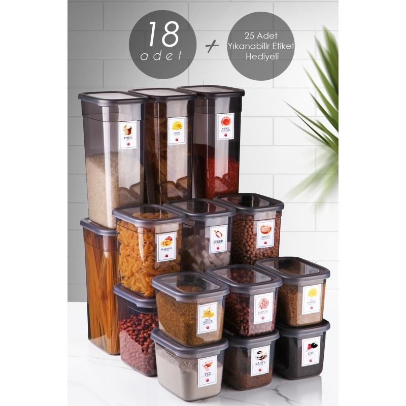 Buy Labeled 18 Pcs Long Rectangular Moly Storage Container Set 3.2 Lt 2 ...