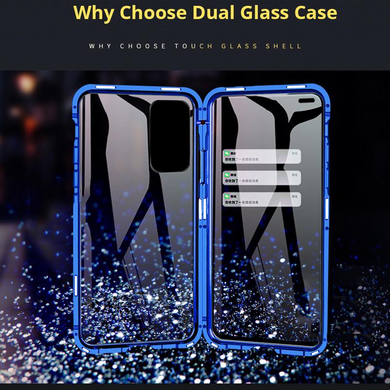 Buy 360° Magnetic Double Glass Case For Huawei Honor P40 V30 P30 P20 ...