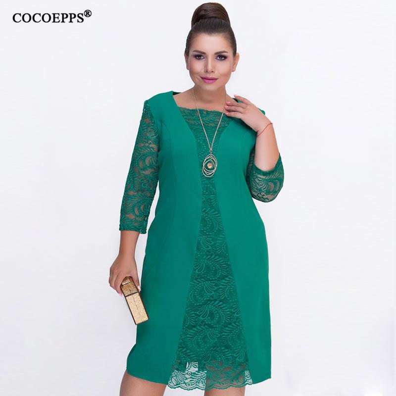 Buy Summer Autumn Plus Big Size Women Dress Lace Patchwork Bodycon ...