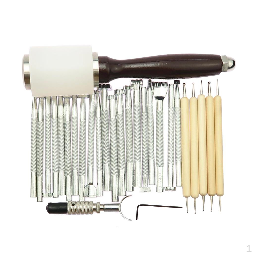 Satın alın 27pcs Practical Leather Craft Stamping Punch Carving Cutter ...