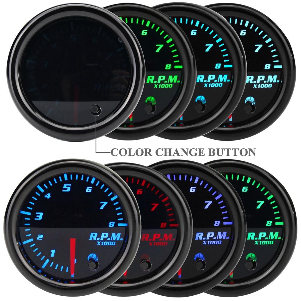 Black 2inch 52mm Tacho Gauges Meters RPM Tinted 0-8 x1000 RPM Car Car ...