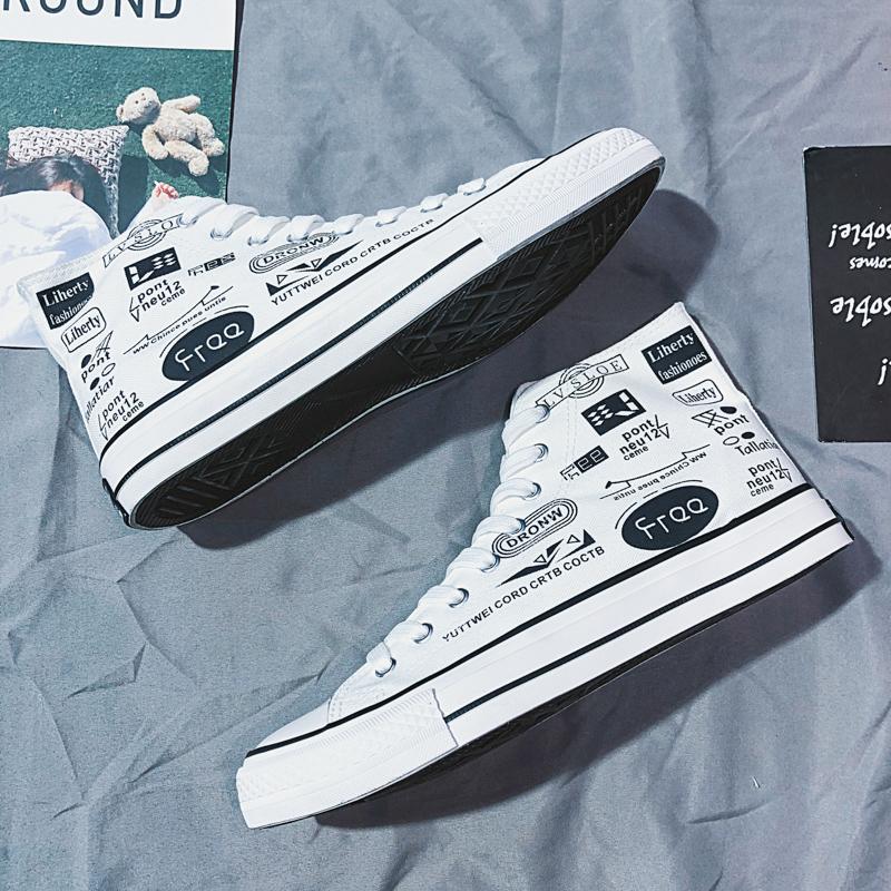 Buy Men's high top fashion high canvas men's shoes sports casual casual ...