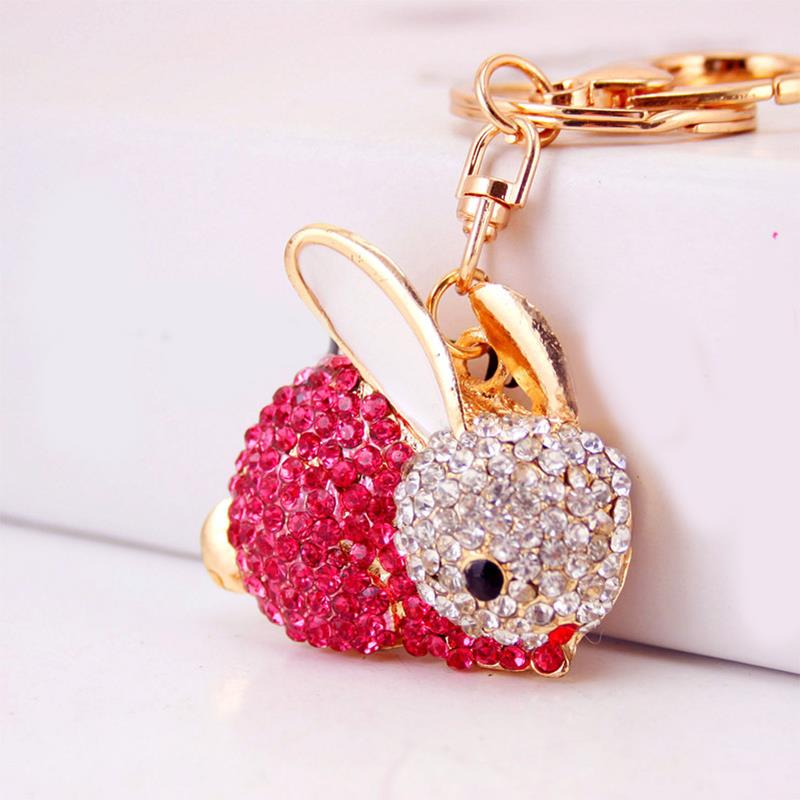 Buy Cute Rhinestone Big Ears Rabbit Key Chain Keychain Ladies Bags ...