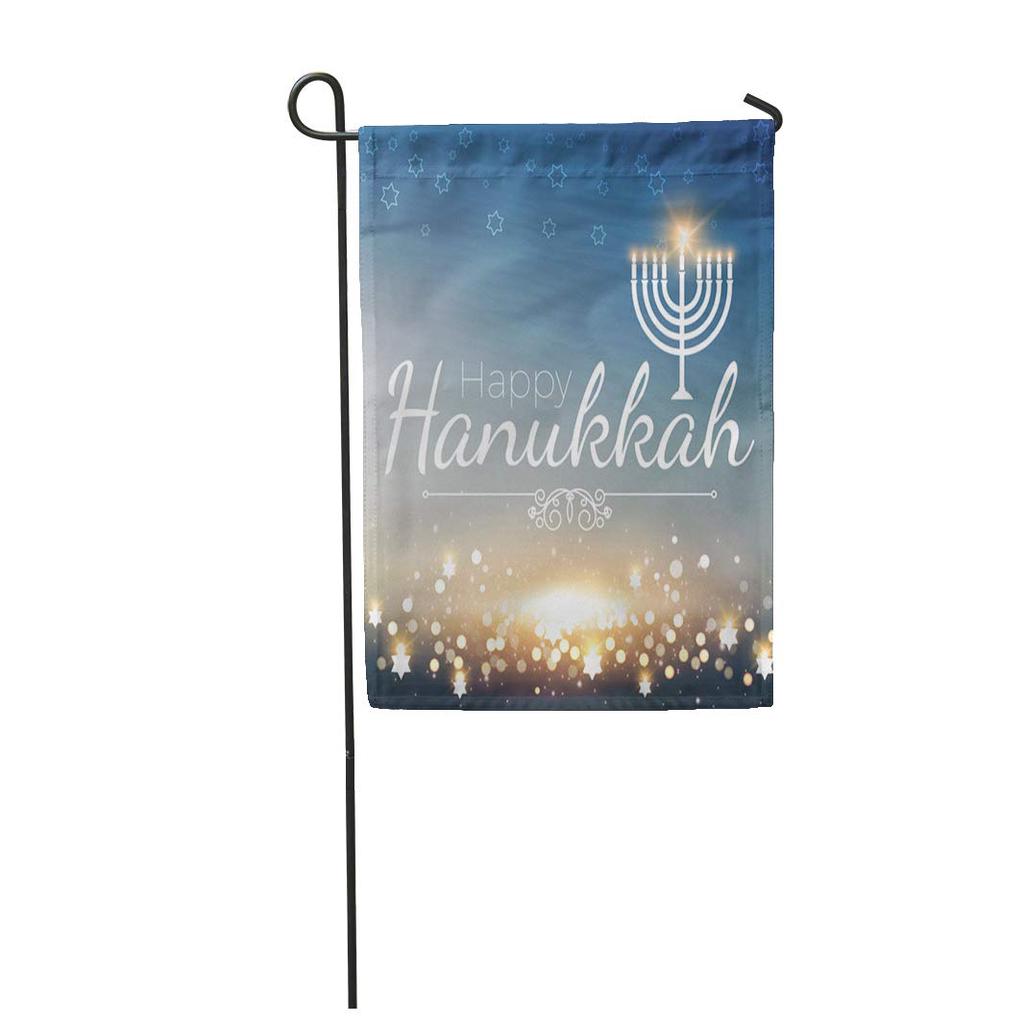 Buy Blue Happy Hanukkah Shining Menorah David Star and Bokeh Effect ...