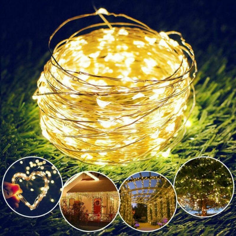 Buy 20/30/50/100 LED String Copper Wire Fairy Lights Battery Powered ...
