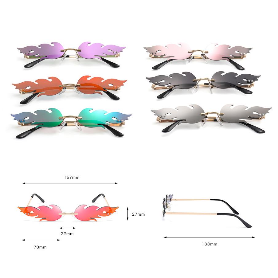 Buy Fashion Fire Flame Sunglasses Women Men punk Rimless Wave Sun ...