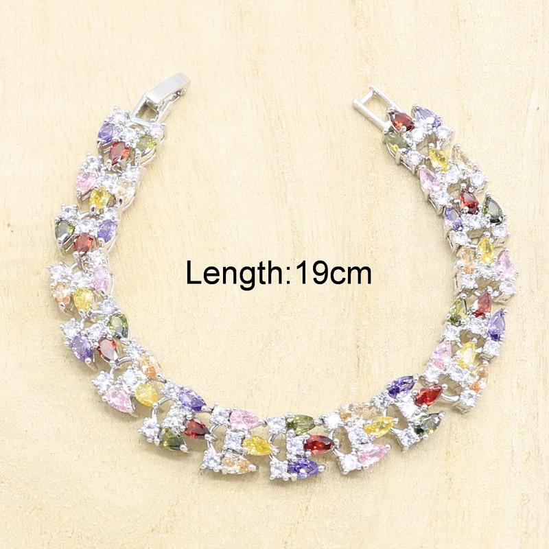 Multicolor Earrings Jewelry Sets For Women Silver Ring Necklace ...