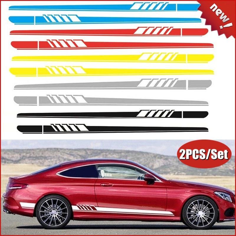 Buy 2Pcs/Set New Auto Racing Car Sticker Sport Stripe Vinyl Side Body ...
