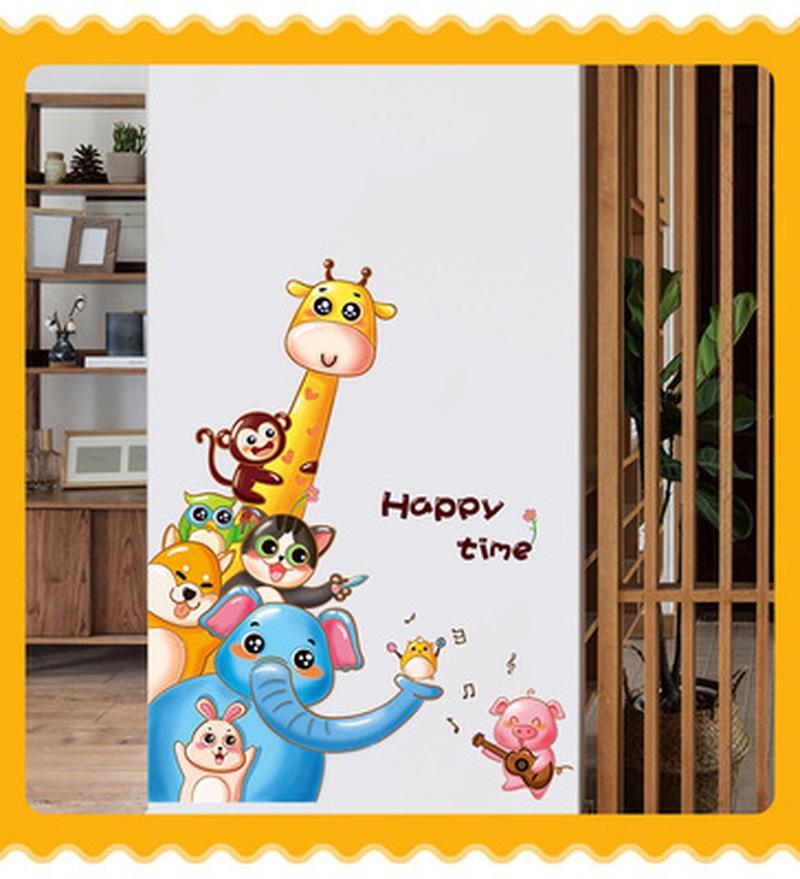 Buy Elephant Lion Monkey Giraffe Cartoon Wall Stickers for Kids Room ...