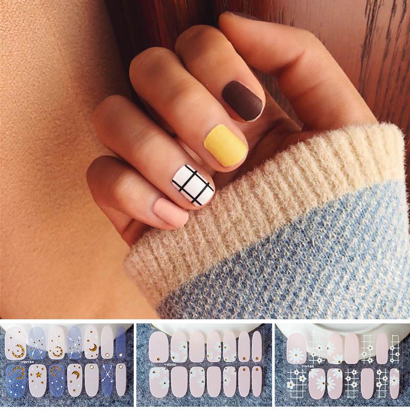 14Pcs/Sheet Adhesive Nail Stickers Waterproof Long Lasting DIY Nails ...
