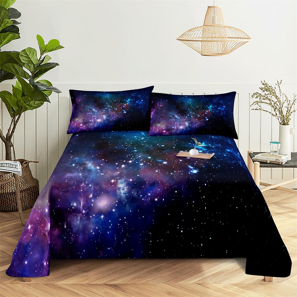 Buy 3 Piece Sheet Set 3D Printed Polyester Starry Bedding Sheets Space ...
