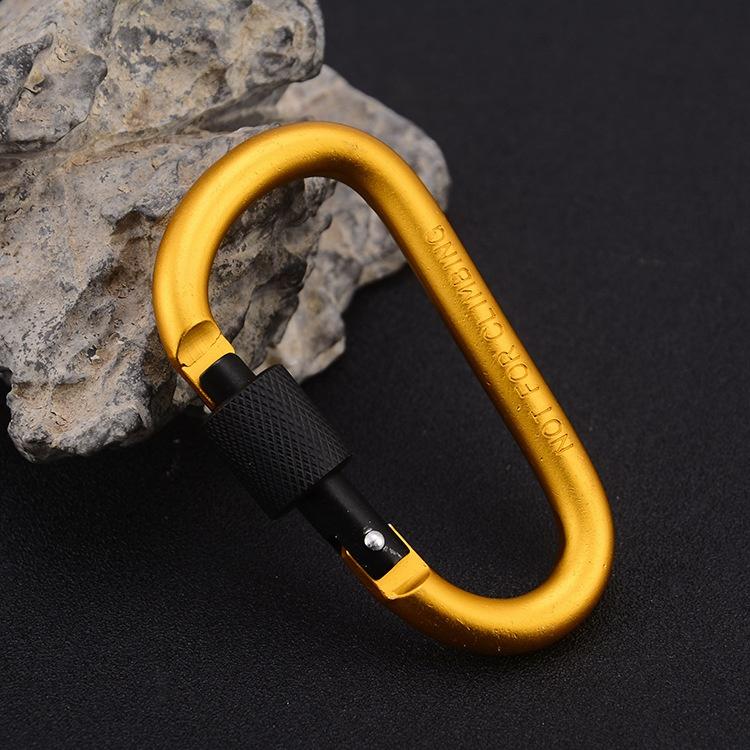 Buy Carabiner Clip Aluminum D-Ring Spring Screw Locking Buckle Hook D ...