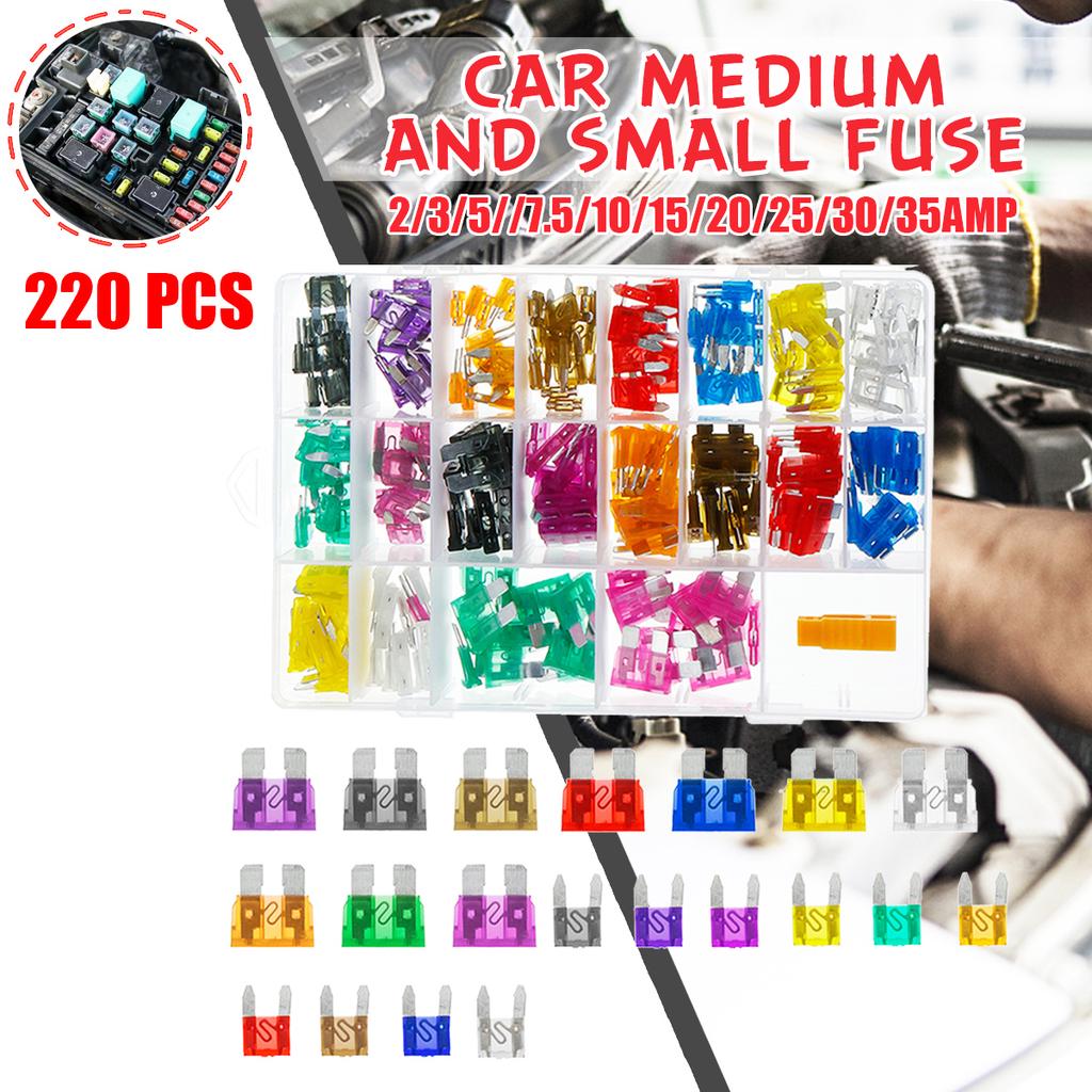 Buy 220Pcs Car Auto Assorted Mini Standard Blade Fuses ATM ATO Fuse Set ...