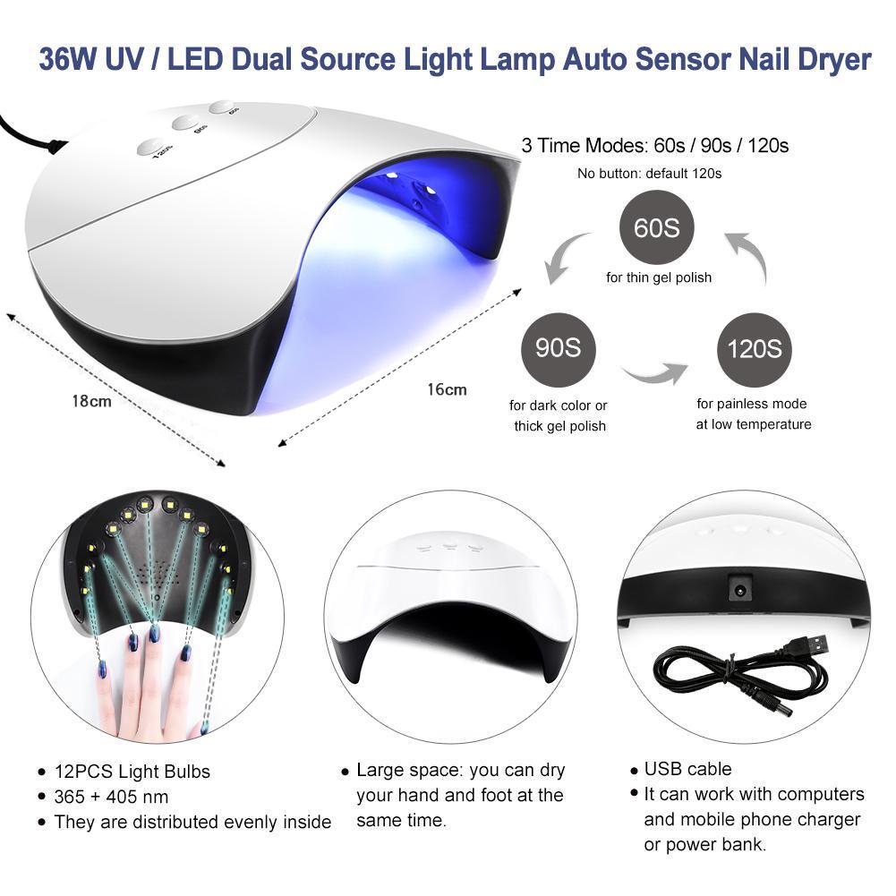 Cheap PHOENIXY Pure Gel Polish Kit 36W LED Polish Dryer Lamp Soak Off UV Varnish Nail Art Poly ...