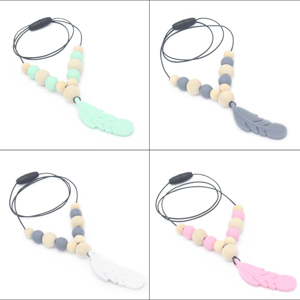 Satın alın 1Pcs Silicone Teething Beads Wooden Fashion Baby Teether ...