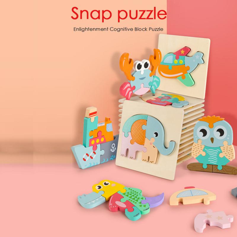Buy Wooden 3d Puzzle Baby Toys Cartoon Intelligence Kids Colorful ...