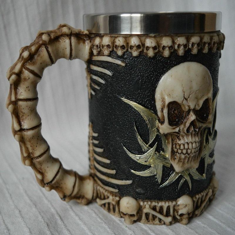 Buy Stainless Steel 3D Skull Mugs Coffee Cup Gothic Dinner Party ...
