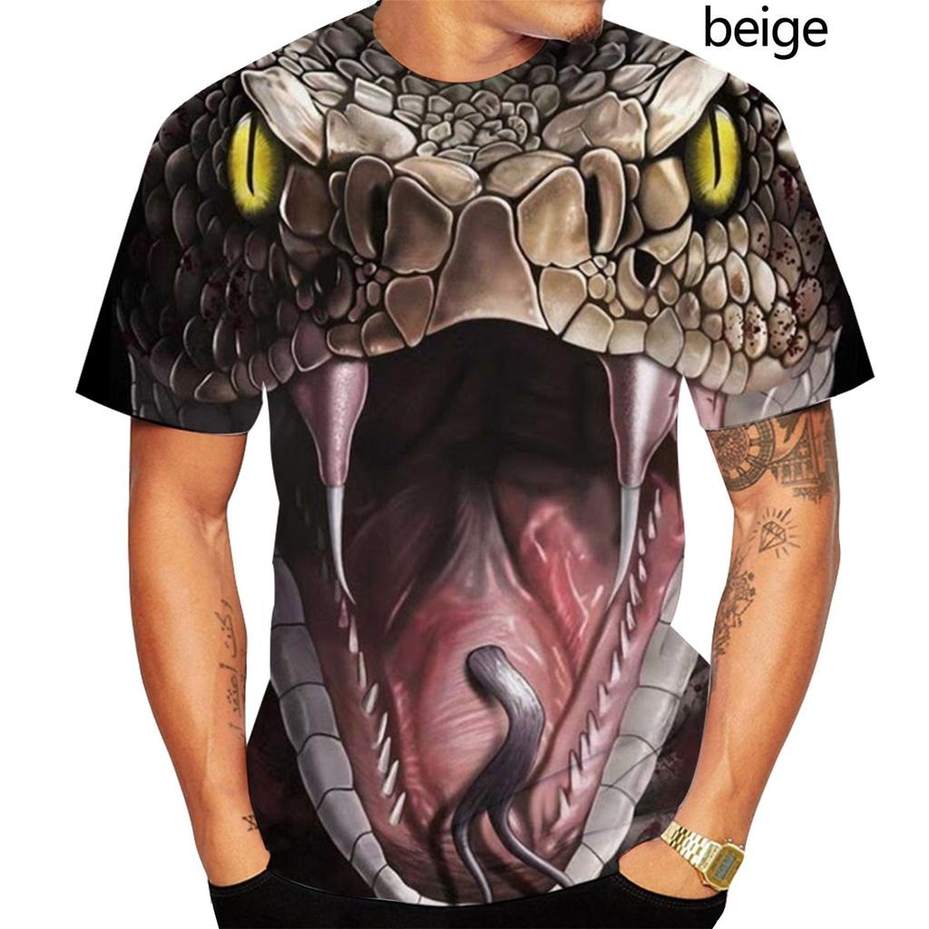 Buy Horror Eerie Snake 3D Printing Men's Domineering T-shirt Fashion ...