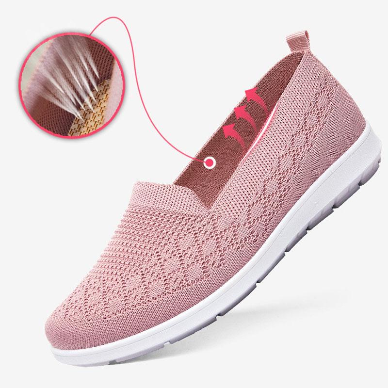 Buy Fashion Women's Woven Mesh Shoes Hollow Out Breathable Slip-on Flat ...