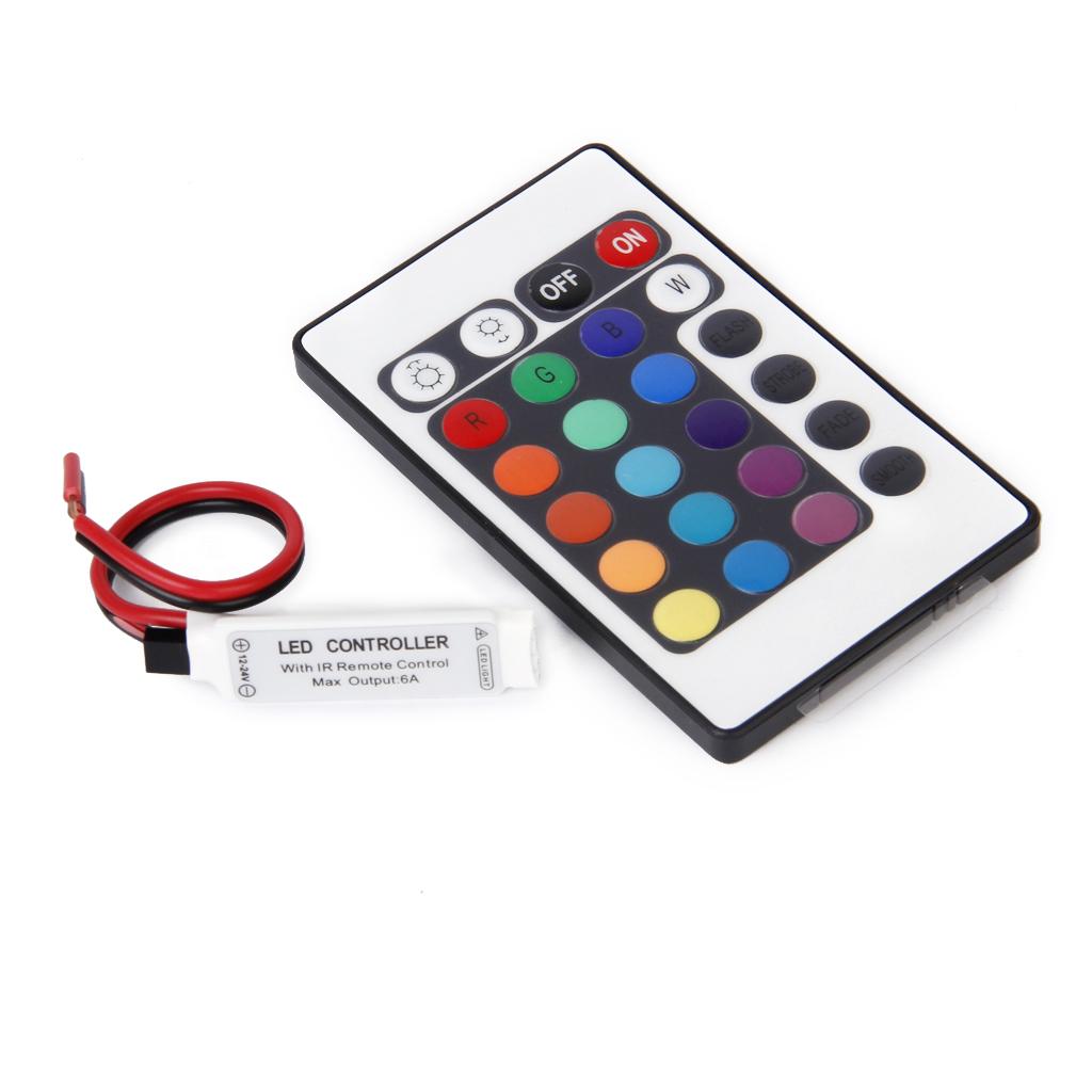 Buy DC 12V 6A Mini 24 Keys IR Remote Controller For 3528 5050 RGB SMD ...