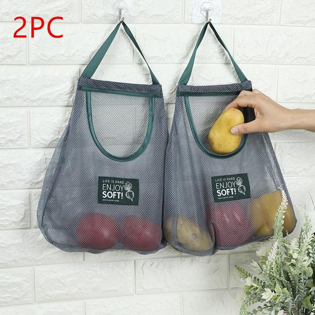 Satın alın 1 /2pcs Kitchen Fruit Vegetable Storage Bag Reusable Mesh ...