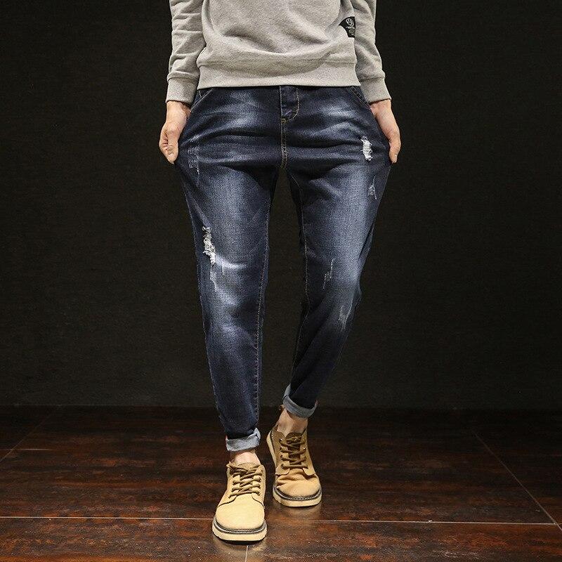Buy Fashion 7xl Oversize Denim Pants Solid Loose Fit Jeans Men Casual ...