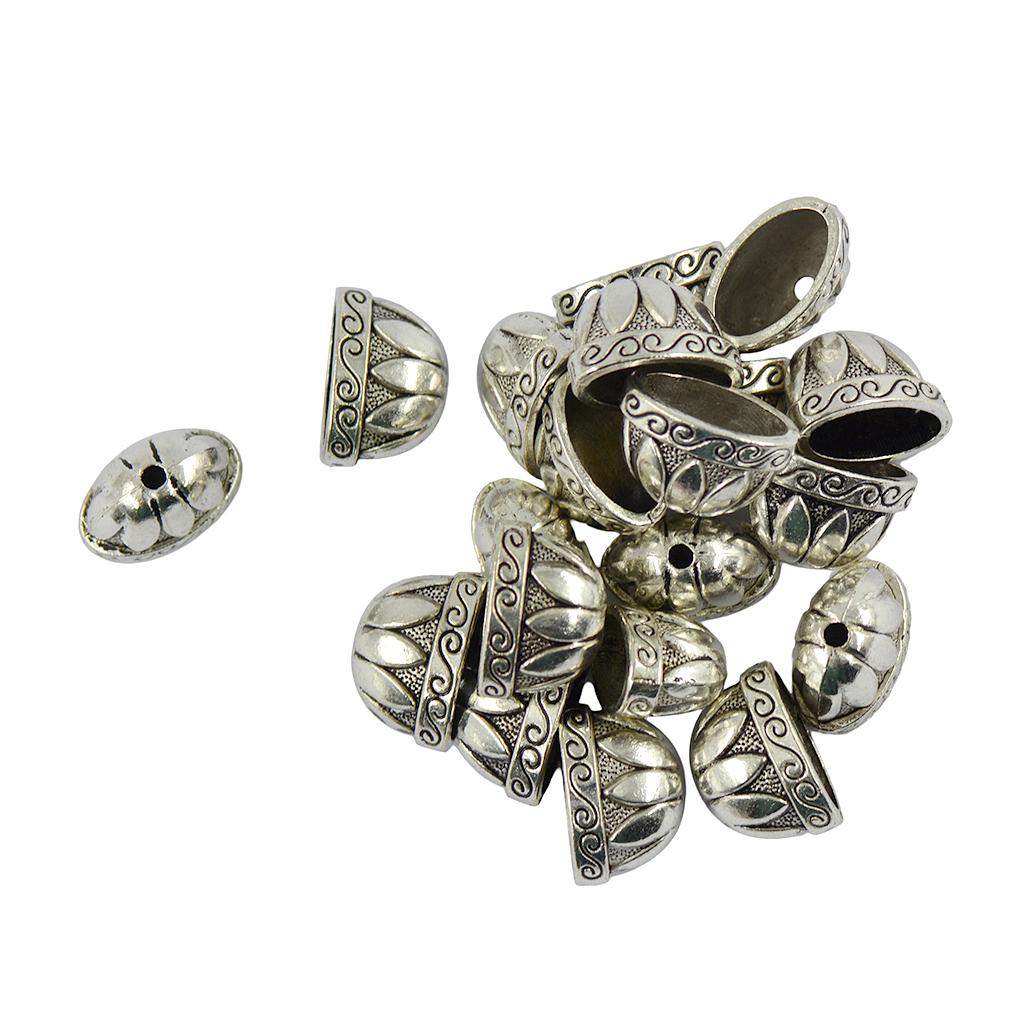 Buy 20pcs Antique Silver Pewter Flowers Caps Beads 20x13x12mm Jewellery ...