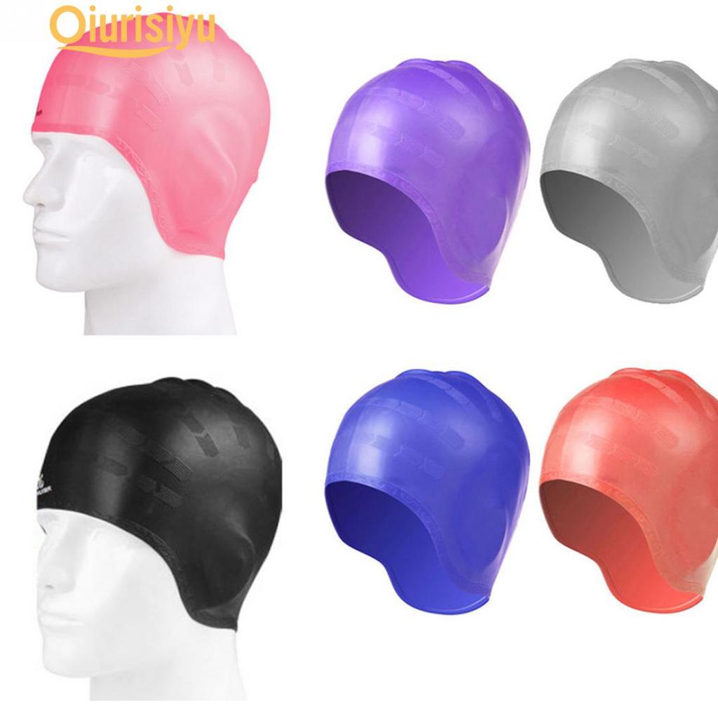 Buy Silicone Adult Long Hair Protection Waterproof Swimming Ear Cap Hat ...