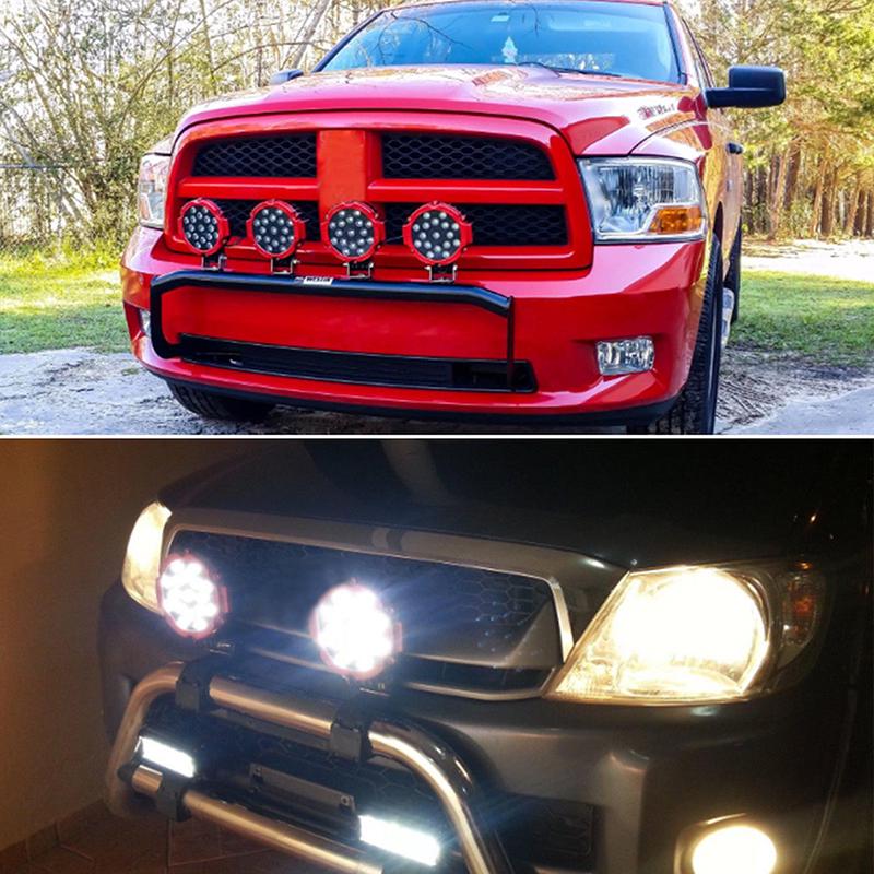 51W 7 "Led Arbeit Licht Spot Rot Runde Offroad Nebel Fahren 4Wd Boot ...