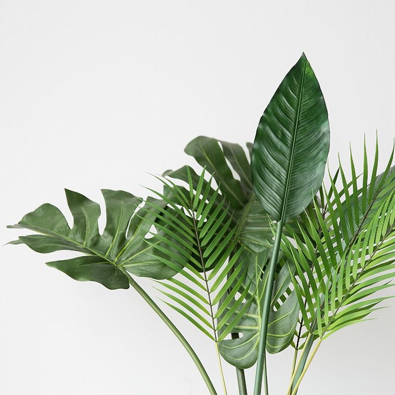 Buy Monstera Artificial Plants Plastic Tropical Palm Tree Leaves Home ...