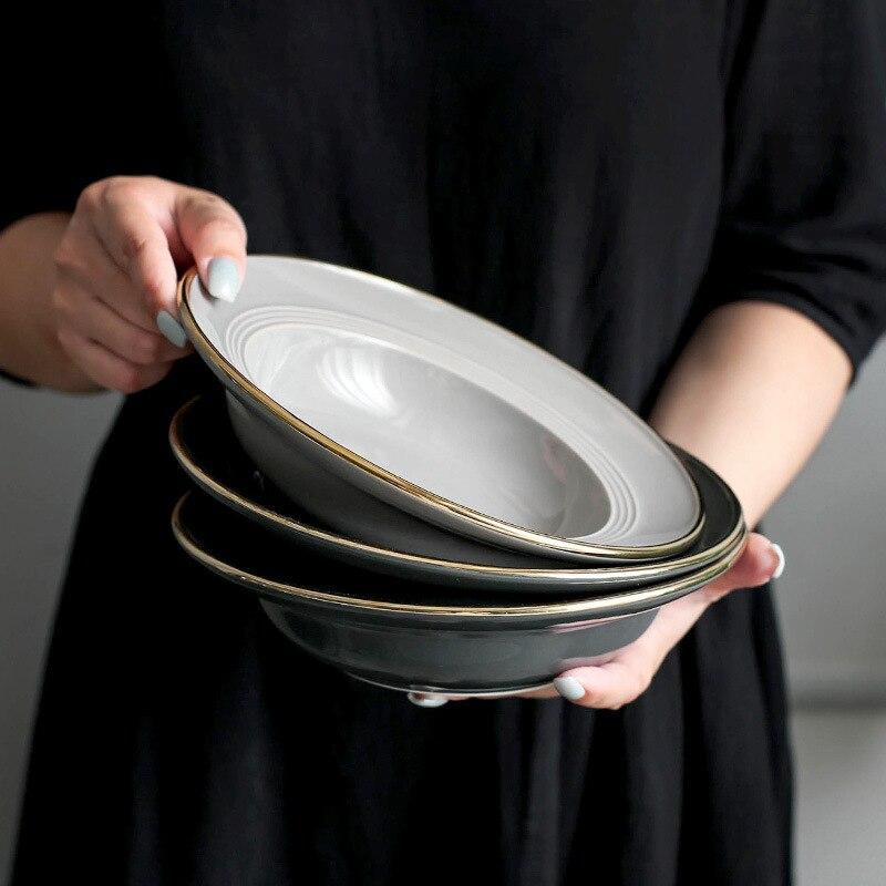 Buy Luxury Ceramic Western Deep Plate Dish Pasta Dish Dessert Bowl ...