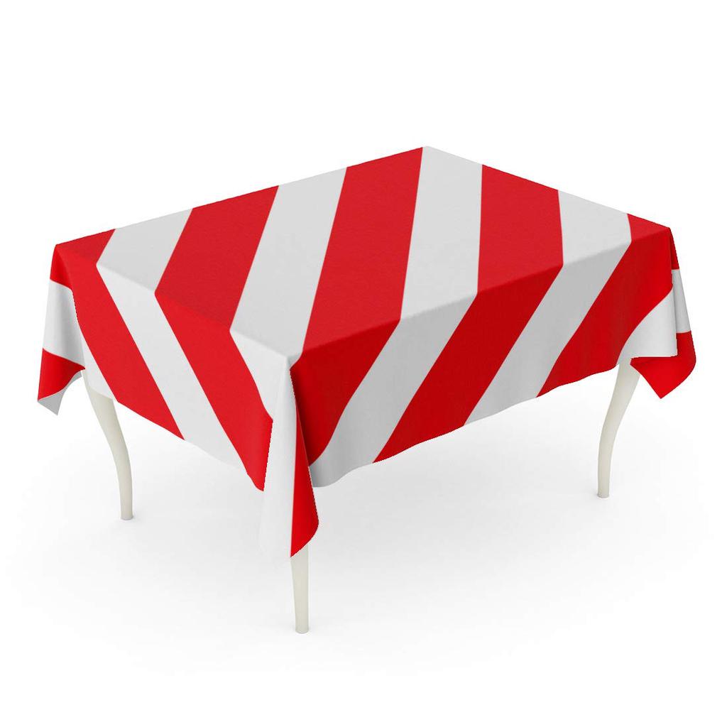 Candy Red and White Stripes Pattern Diagonal Christmas Tablecloth Table ...