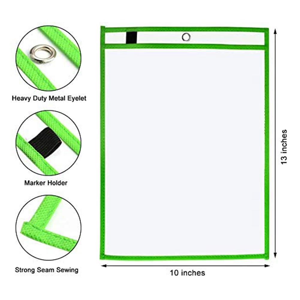 Dry Erase Pockets Sleeves, (10 Pack) A4 Paper Job Ticket Holders ...