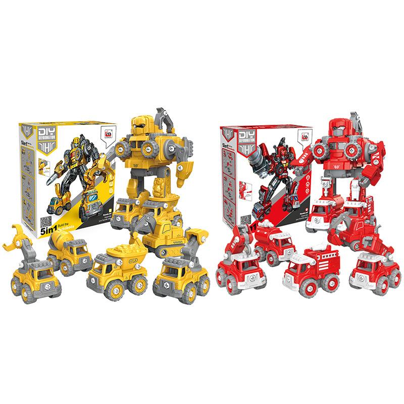 Cheap Take Apart Robot Toys Fire Truck 5 In 1 Construction Toys Kids ...