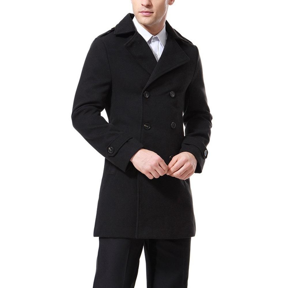 Buy Autumn And Winter New Men's Tweed Solid Coat Double Breasted ...