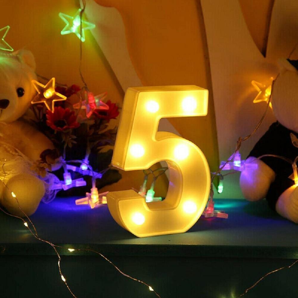 Buy Number 5 Bright White Led Decoration For Events Parties Warm Light ...